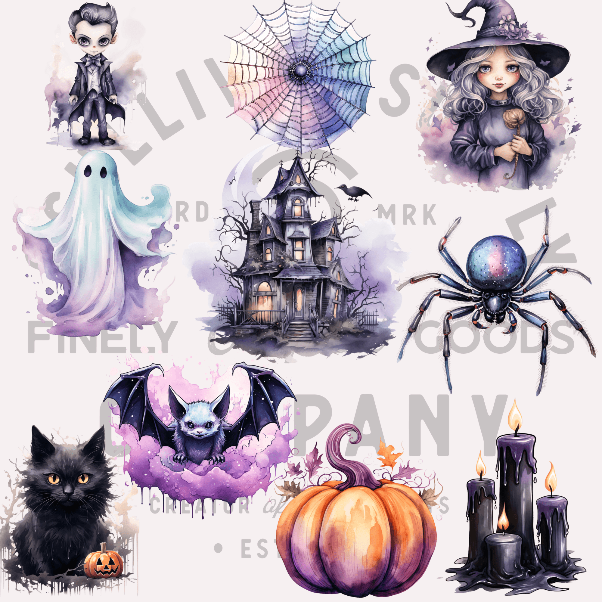 Pastel Halloween Digital Clipart Collection – Unique and Spooky Designs